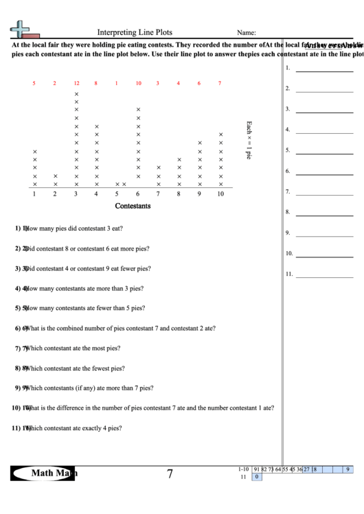 Interpreting Line Plots Math Worksheet With Answer Key Printable Pdf