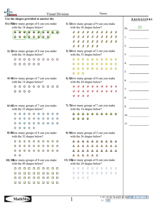 Visual Division Math Worksheet With Answer Key printable pdf download