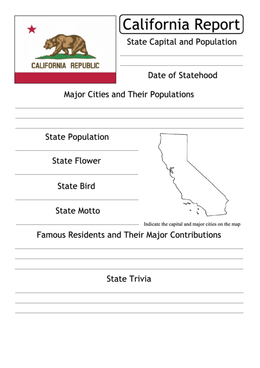 State Research Report Template - California printable pdf download