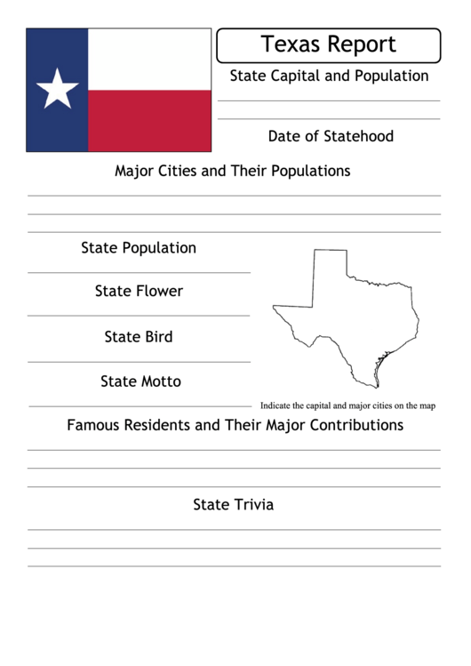 State Research Report Template - Texas printable pdf download