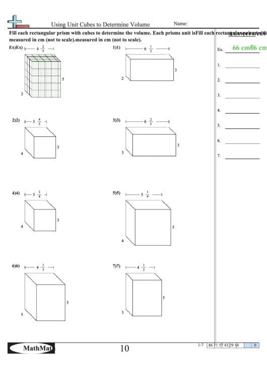 Using Unit Cubes To Determine Volume Worksheet printable pdf download