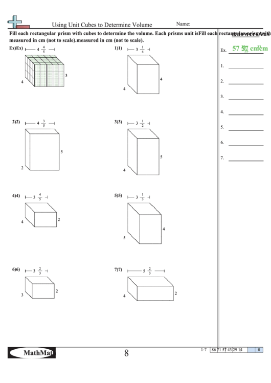 Using Unit Cubes To Determine Volume Worksheet printable pdf download