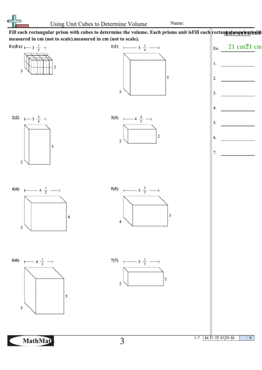 Using Unit Cubes To Determine Volume Worksheet printable pdf download