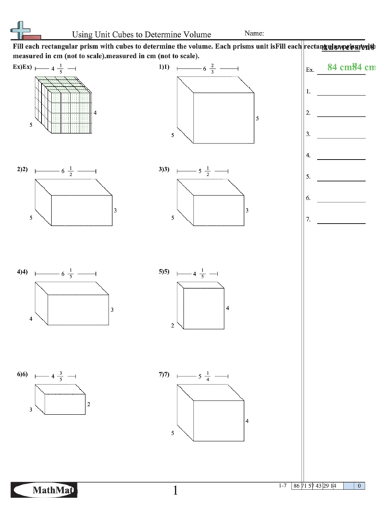 Using Unit Cubes To Determine Volume Worksheet printable pdf download