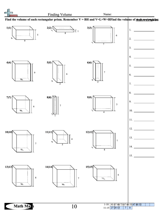 Finding Volume Worksheet printable pdf download