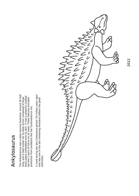 Coloring Sheet - Ankylosaurus printable pdf download