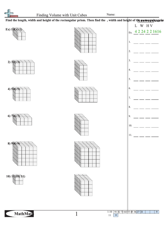 Finding Volume With Unit Cubes Worksheet printable pdf download