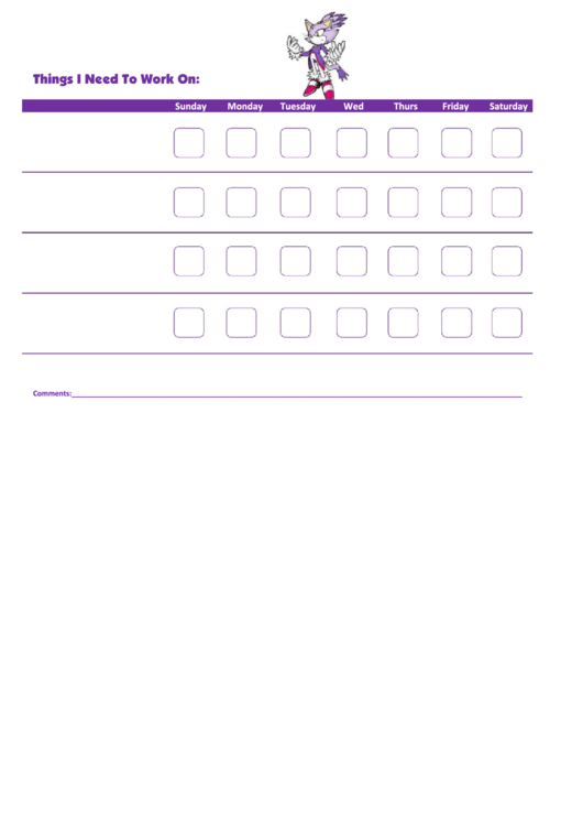 Things I Need To Work On - Behavior Chart Template - Blaze The Cat ...