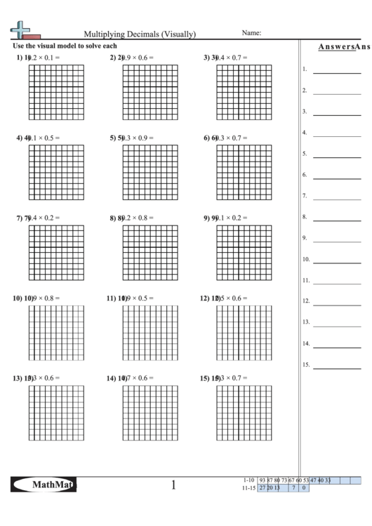 Multiplying Decimals (Visually) Worksheet printable pdf download
