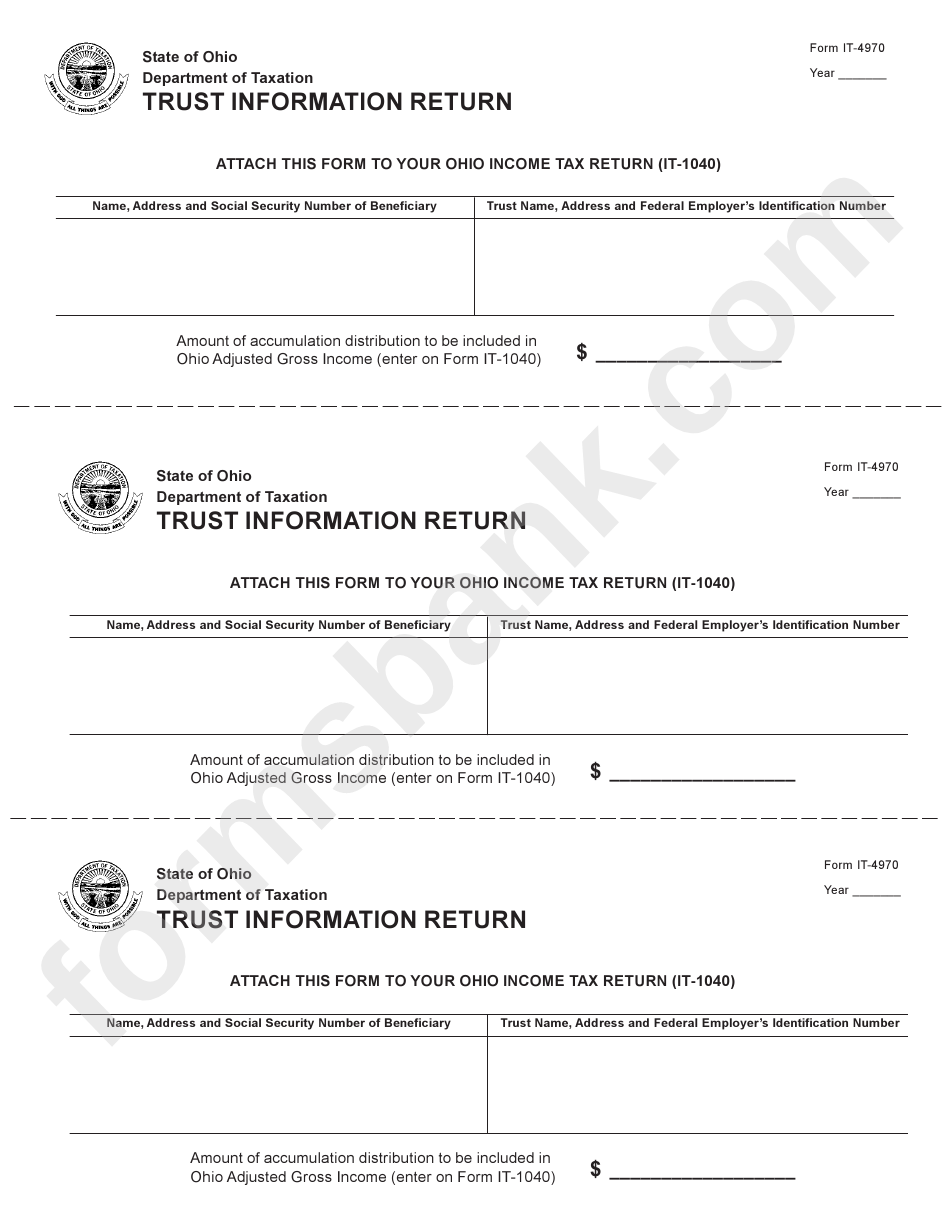 Form It-4970 - Trust Information Return - 2000 printable pdf download