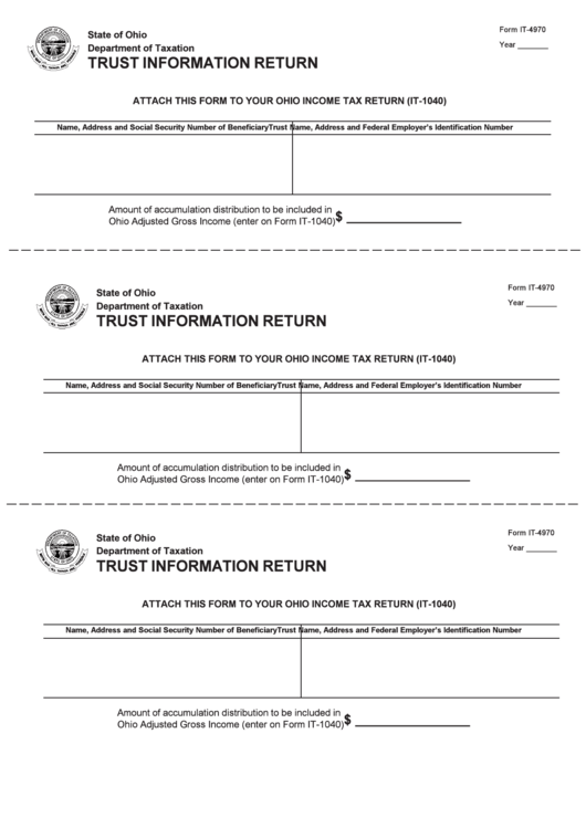 Form It-4970 - Trust Information Return - 2000 printable pdf download