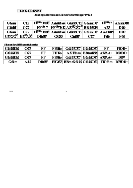 Tangerine Chord Chart printable pdf download