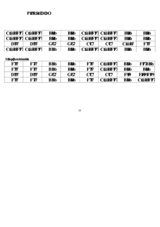 Perdido Chord Chart printable pdf download