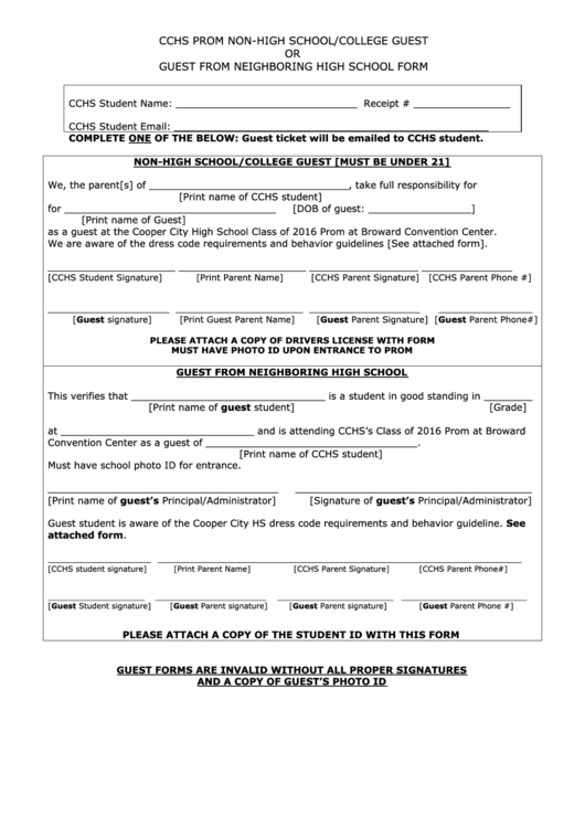 Cchs Prom Guest Form printable pdf download