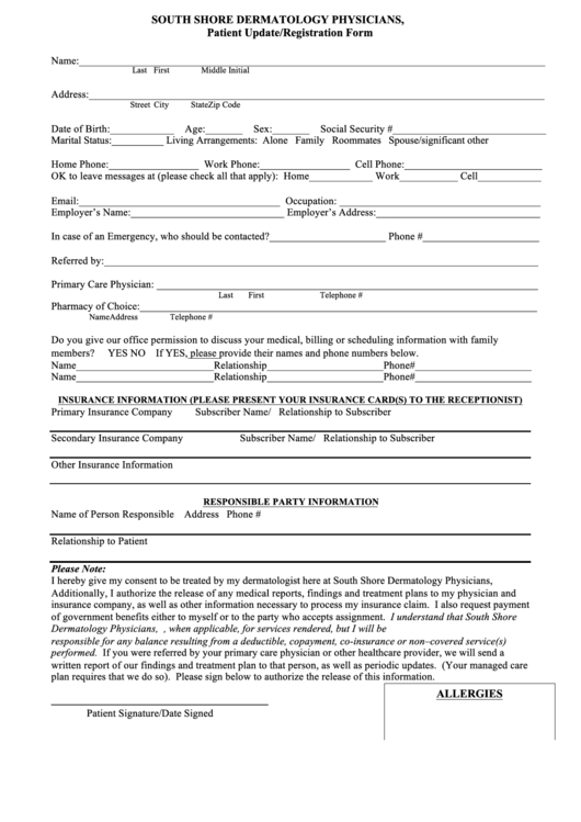 Patient Registration Form printable pdf download