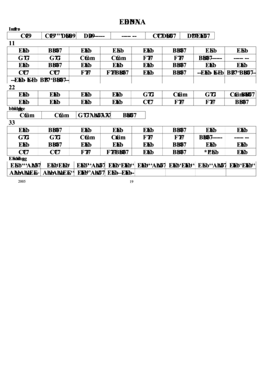 Edna Chord Chart printable pdf download