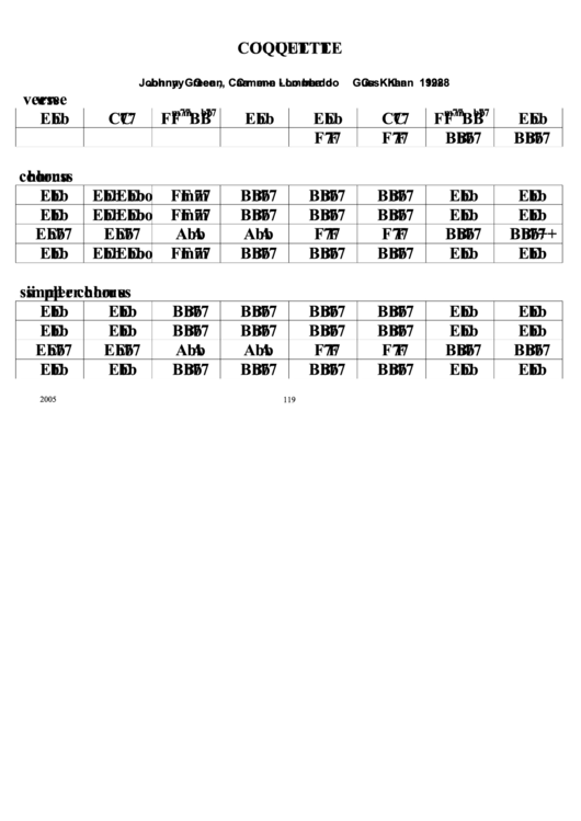 Coquette Chord Chart printable pdf download