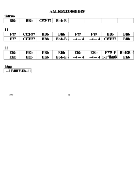Jazz Chord Chart - Alligator Hop printable pdf download