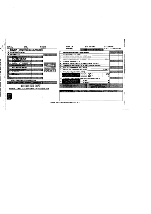 Gross Sales And Service Tax Form - City Of Cortez printable pdf download