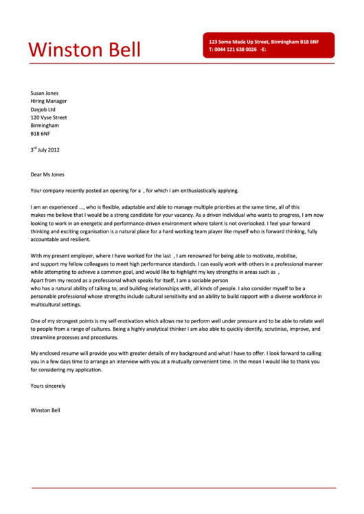Care Assistant Cover Letter Template Printable Pdf Download