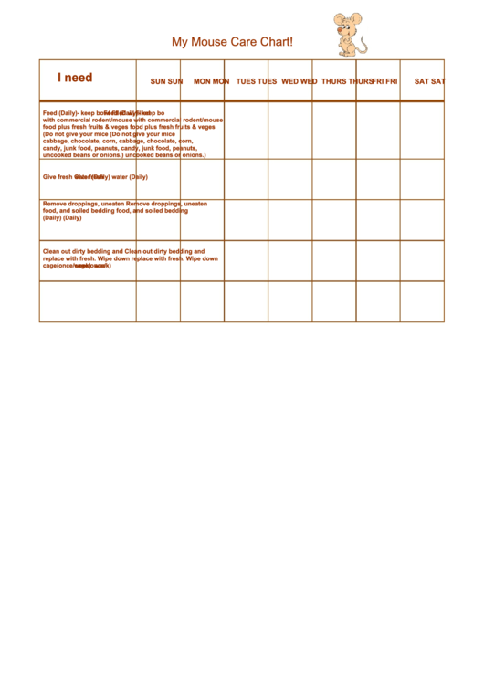 Mouse Care Chart Template printable pdf download