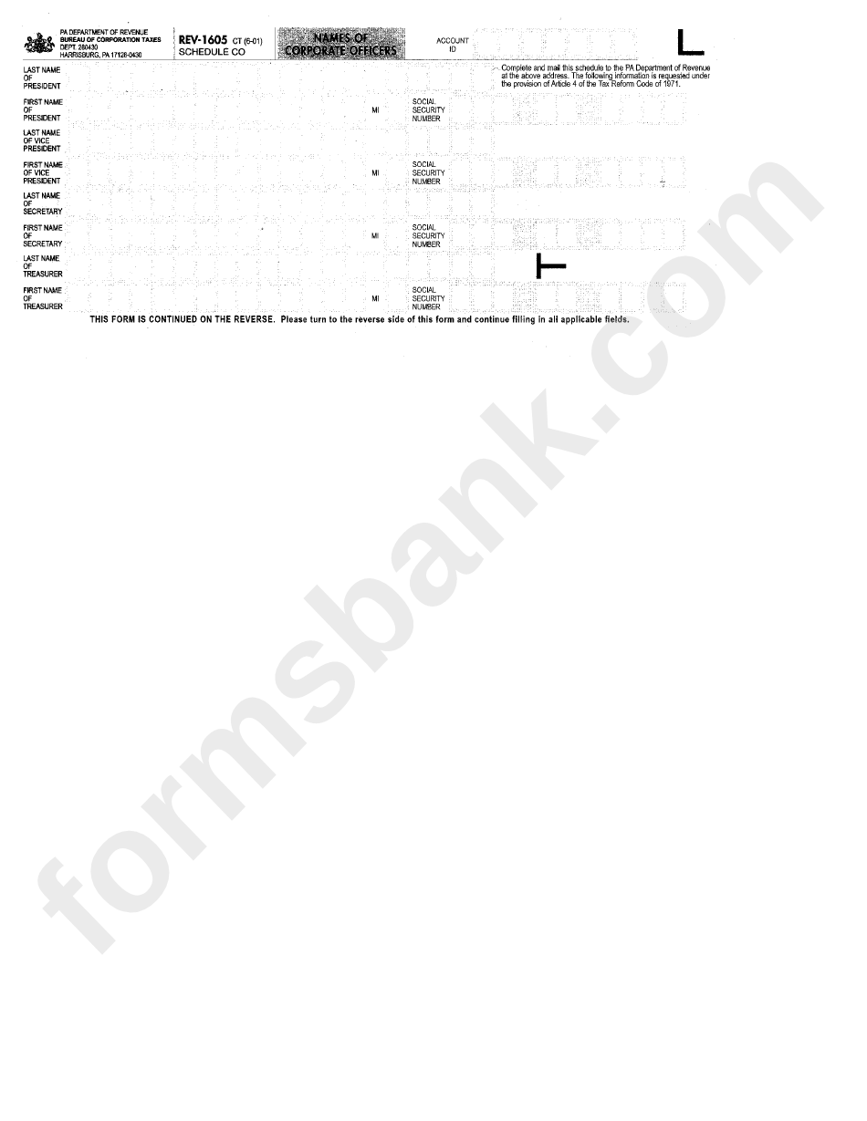 Form Rev-1605 - Schedule Co printable pdf download