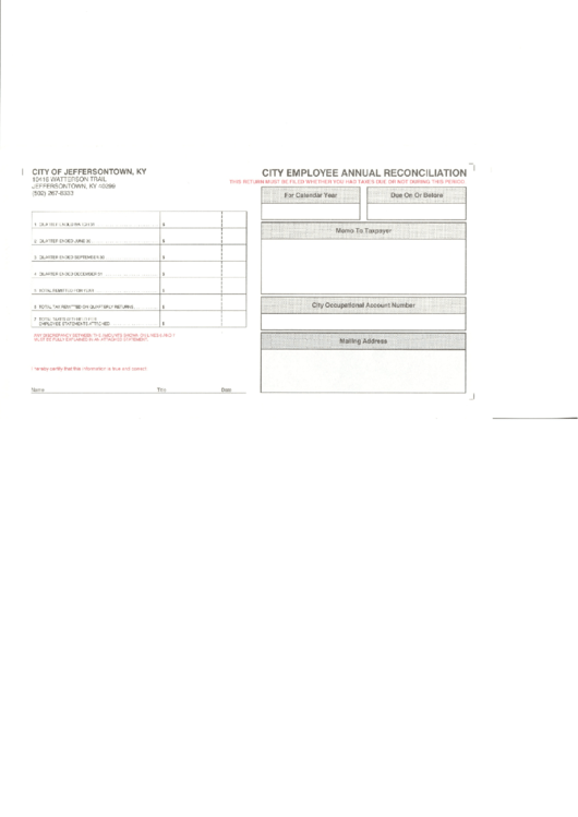 Employee Annual Reconciliation Form printable pdf download