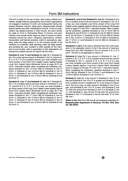 Form 3m - Instructions For Tax Form Installment printable pdf download