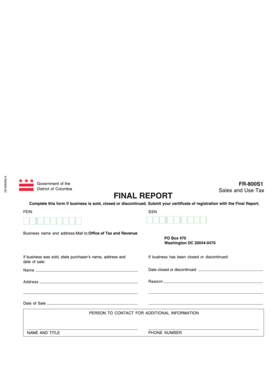 Fr-800s1 - Final Report printable pdf download Fr-800s1 - Final Report printable pdf download
