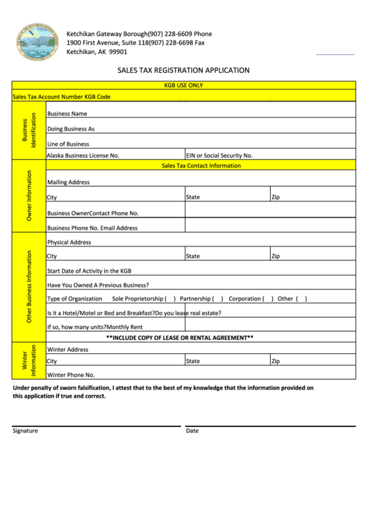 Sales Tax Registration Application Form printable pdf download
