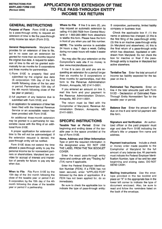 Form 510e - Instructions printable pdf download