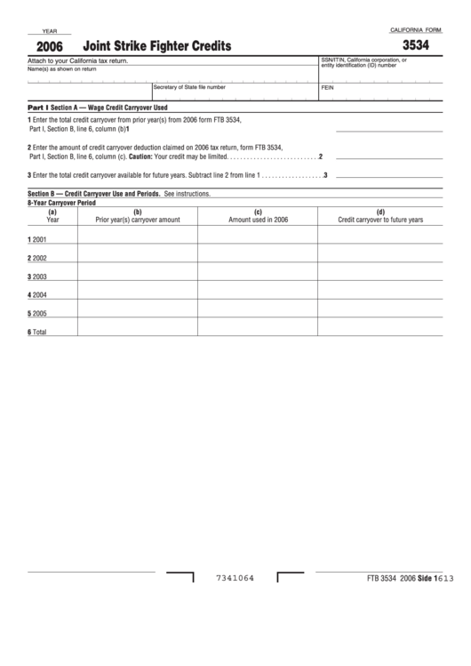Form 314 - Joint Strike Fighter Credits Form printable pdf download