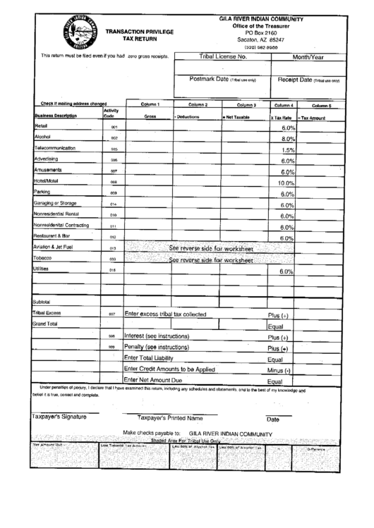 Transaction Privilege Tax Return Form Printable Pdf Download