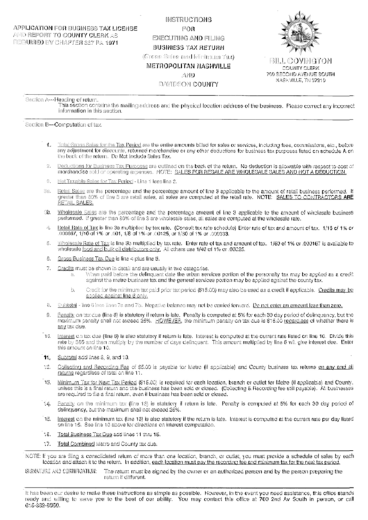 Instructions For Executing And Filing Business Tax Return Form ...