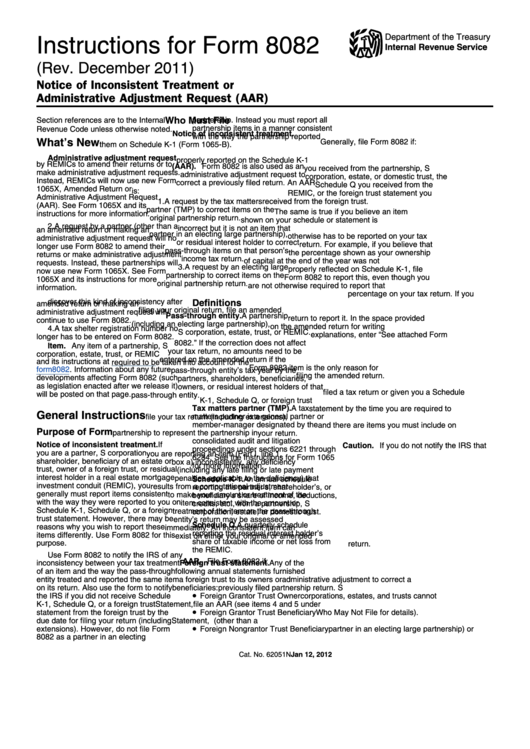 Form 8082 Instructions For Form Printable Pdf Download