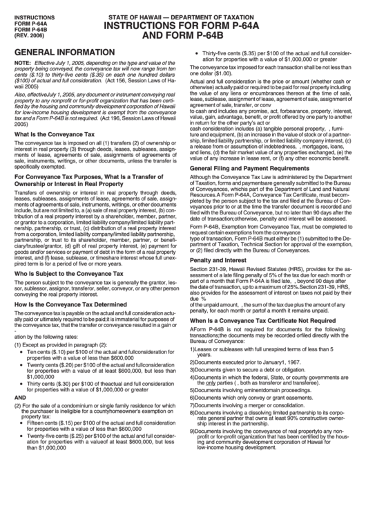 Instructions For Form P-64a And P-64b printable pdf download