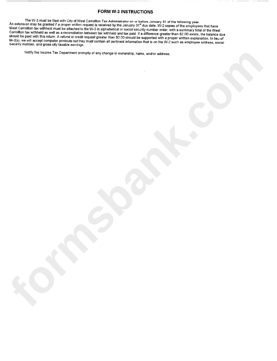 Form W 3 Instructions Printable Pdf Download Form W 3 Instructions Printable Pdf Download