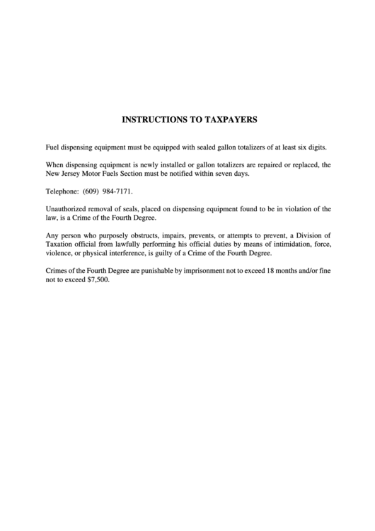 Instructions To Taxpayers Sheet printable pdf download