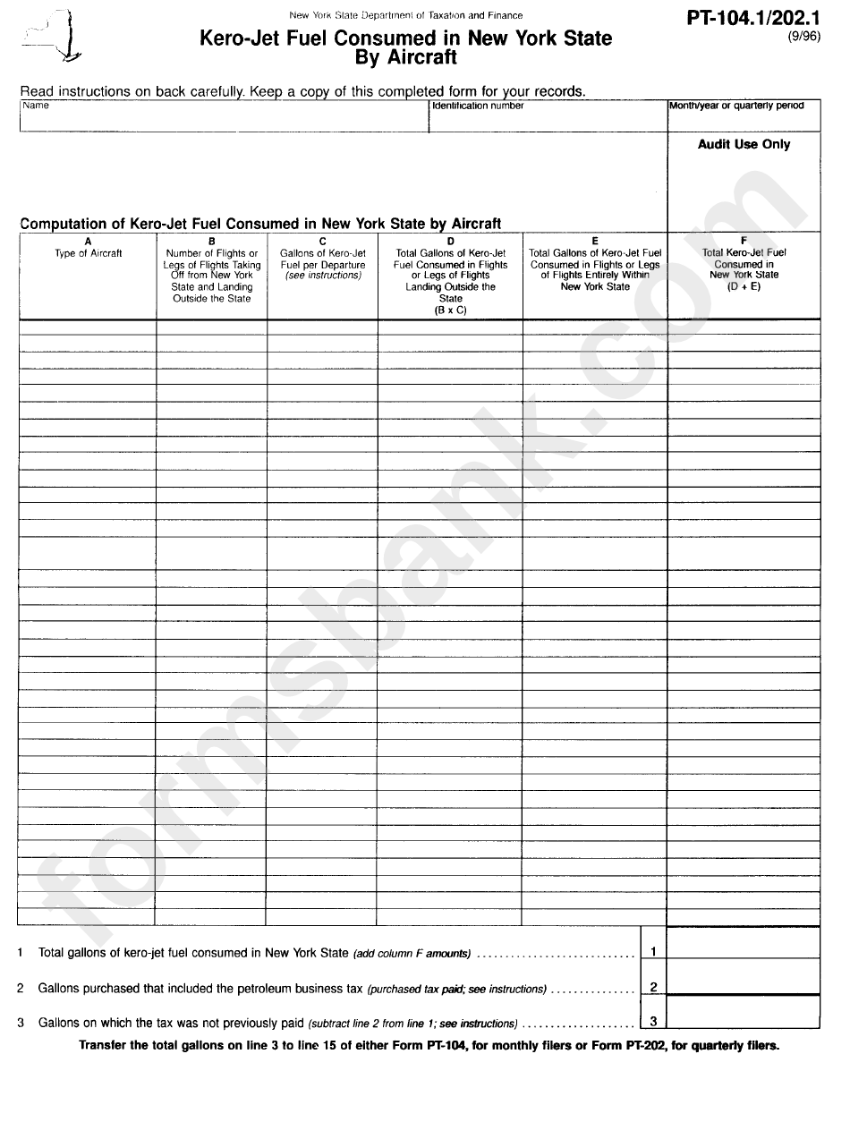 Form Pt-104.1/202.1 - Kero-Jet Fuel Consumed In Nys By Aircraft ...
