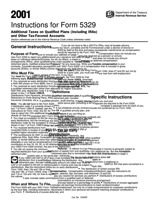 Instructions For Form 5329 Additional Taxes On Qualified Plans And
