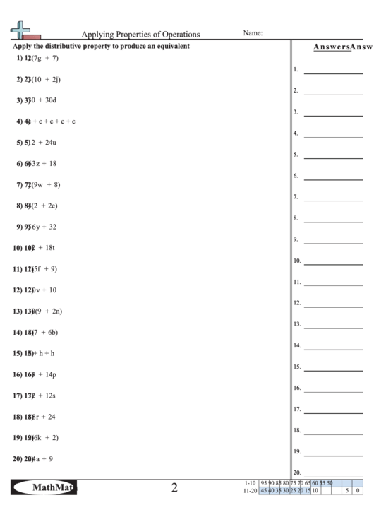 Applying Properties Of Operations Worksheet printable pdf download