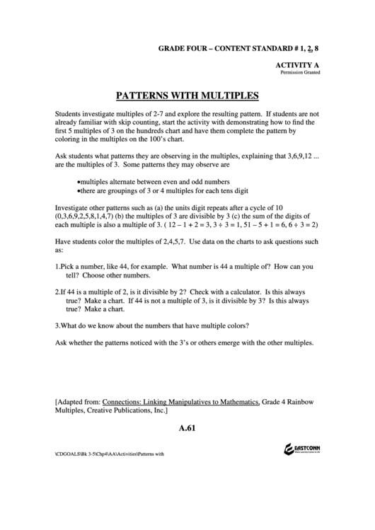 Multiplication Worksheet T Template - Patterns With Multiples printable ...