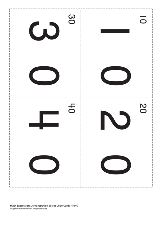 Math Expressions Demonstration Secret Code Cards Worksheet Printable