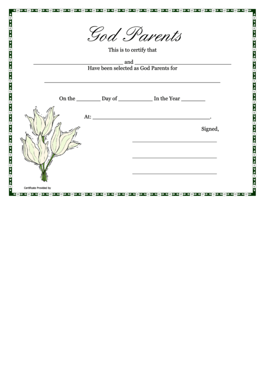 Free Printable Godparent Certificate Printable Word Searches