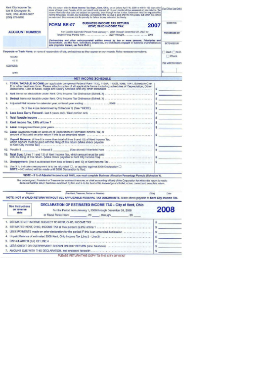 Form Br-07-2008 - Business Income Tax Return printable pdf download