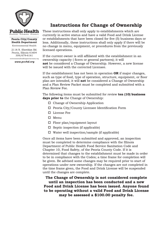 Change Of Ownership Application Form - County Health Department ...