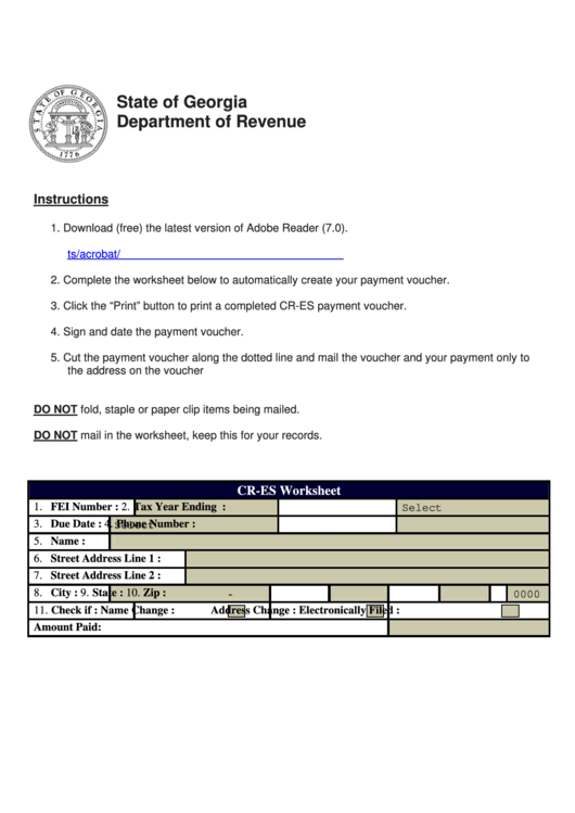 Fillable Form Cr-Es - Composite Return Estimated Tax printable pdf download