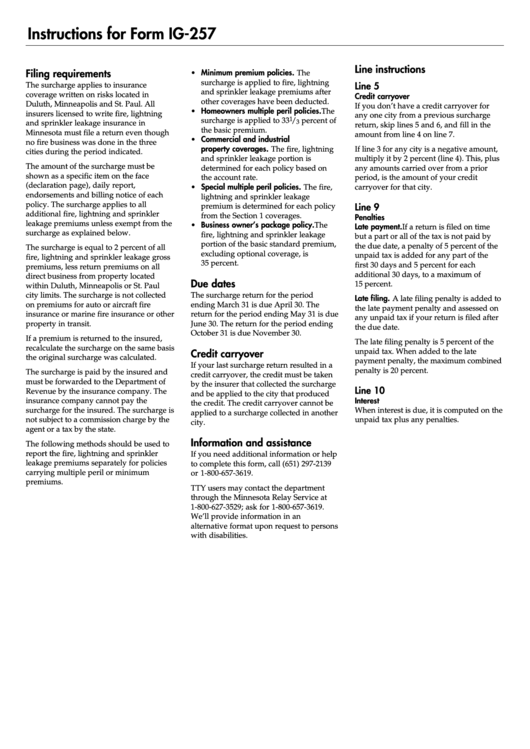 Instructions For Form Ig-257 printable pdf download