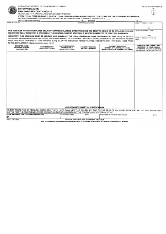 Form Mo 419-1524 - Enterprise Zone - Employee Resident Credits ...