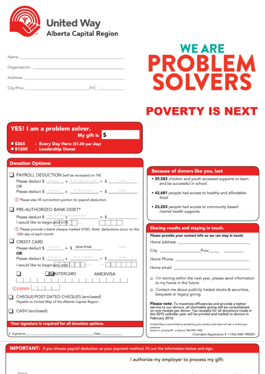 United Way Form Alberta Capital Region Charitable Registration ...